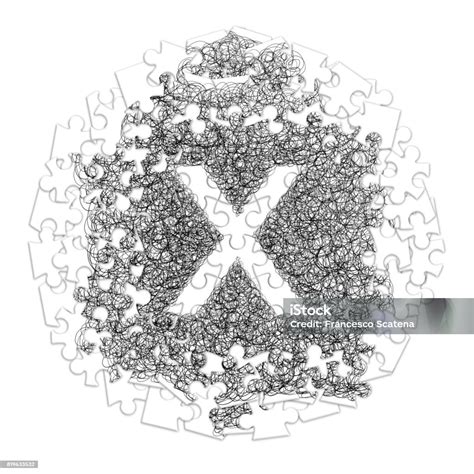 글꼴 그래픽 펜으로 직소 퍼즐 모양에 흰색 바탕에 그려진 편지 X 손 알파벳 X에 대한 스톡 사진 및 기타 이미지 알파벳 X 2차 도형 검은색 Istock