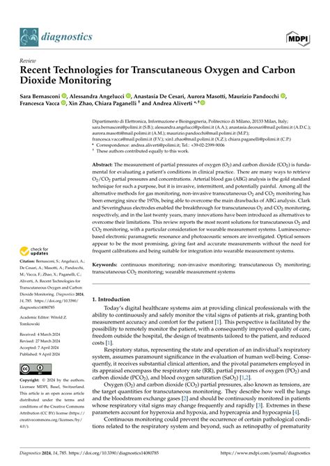 Pdf Recent Technologies For Transcutaneous Oxygen And Carbon Dioxide Monitoring