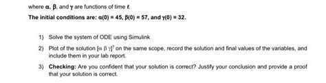 Solved B3 Solving A System Of Ode Using Simulink Given The