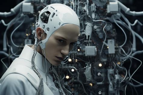 Premium Ai Image White Man Humanoid Creating Artificial Intelligence