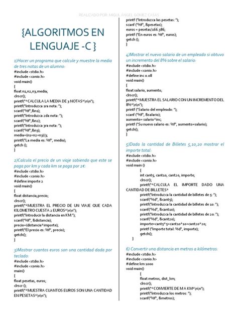 algoritmos en lenguaje c pdf números enseñanza de matemática