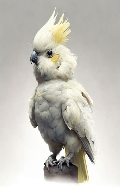 Premium Photo There Is A White Bird With Yellow Feathers Standing On A White Surface Generative Ai