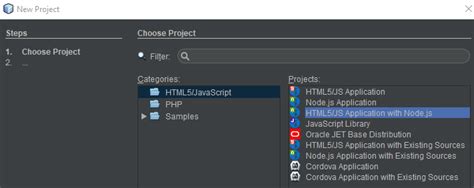 webapp project on netbeans shows node js missing node js sources in