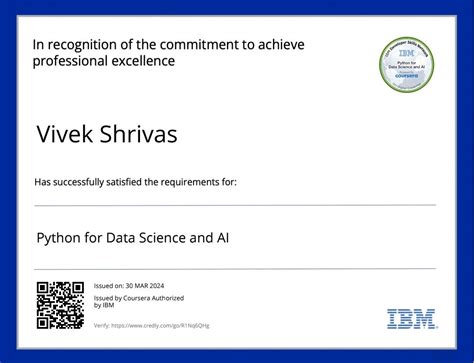 Vivek Shrivas On Linkedin Python Aiml Datascience Certification Ibm Artificialintelligence