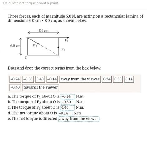 Calculate Net Torque About A Point Three Forces Each Of Magnitude 5 0 N