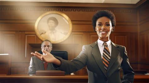 Premium Ai Image Lawyer Black Woman In Court Room Presents Side