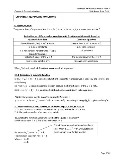Chapter 3 Quadratic Functions Pdf
