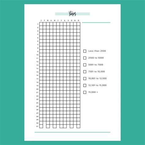 Daily Step Log A5 Instant Download Printable Template Plan Print Land