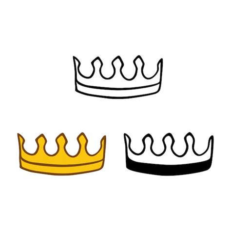 Набор иконок короны в стилях каракулей выделенных на белом фоне Премиум векторы
