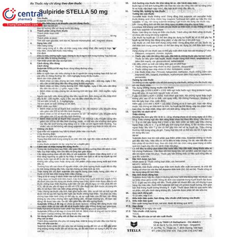 Thuốc Sulpiride Stella 50mg Hộp 5 Vỉ X 10 Viên Thuốc điều Trị Tâm