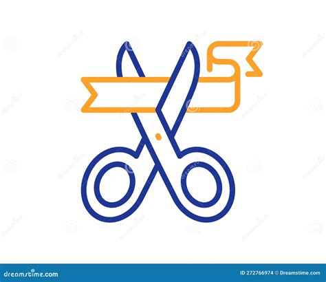 Cut Ribbon Line Icon Open Ceremony Sign Vector Stock Vector Illustration Of Scissors Orange