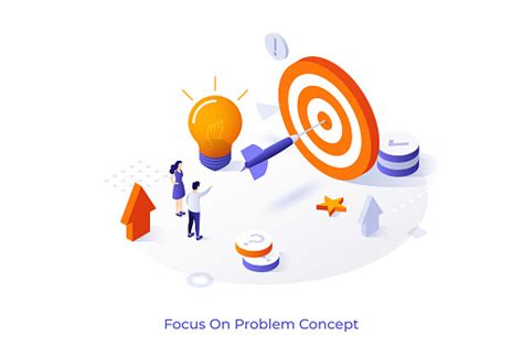 다트판에서 다트를 보고 있는 사람들과 함께 하는 개념적 템플릿입니다 해결책을 찾기 위해 문제에 초점을 맞추고 성공적인 비즈니스 목표를 달성하는 장면 웹 사이트에 대 한 현대