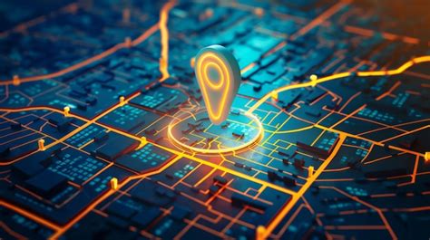 Premium Photo Vibrant Digital Map With Glowing Location Modern Gps Navigation Technology In A
