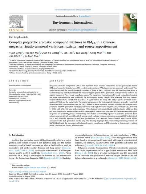 Pdf Complex Polycyclic Aromatic Compound Mixtures In Pm2 5 In A