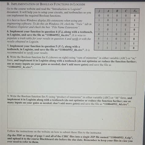 Solved B IMPLEMENTATION OF BOOLEAN FUNCTIONS IN Chegg