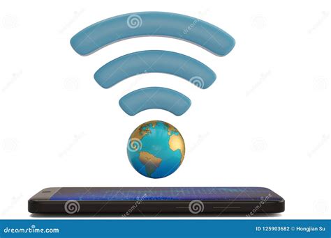 Smart Phone And Globe Wifi Symbol D Illustration Stock Illustration Illustration Of Symbol
