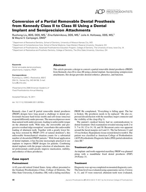 Pdf Conversion Of A Partial Removable Dental Prosthesis From Kennedy