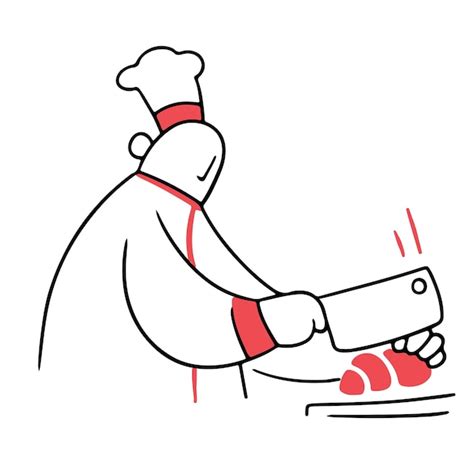 Premium Vector Chef Chopping Meat Flat Vector Illustration