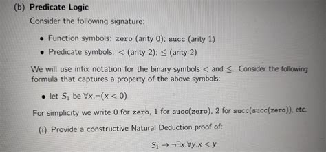 Solved B Predicate Logic Consider The Following Signature Chegg