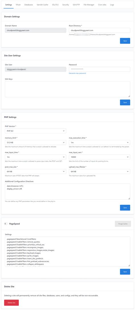 Cloudpanel Free Web Based Hosting Panel For Servers