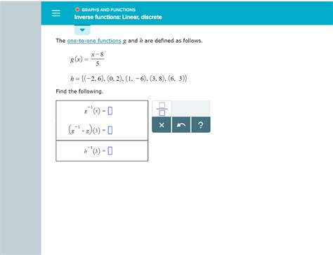 solved o graphs and functions inverse functions linear