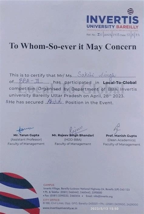 sakshi singh on linkedin hii everyone i got 3rd position in event local to global organised by…