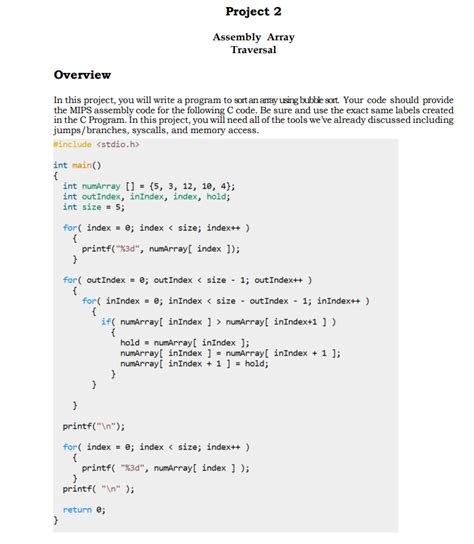 solved project 2 assembly array traversal overview in this