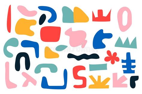 Collection Of Hand Drawn Flat Abstract Shapes Irregular Shape Stock