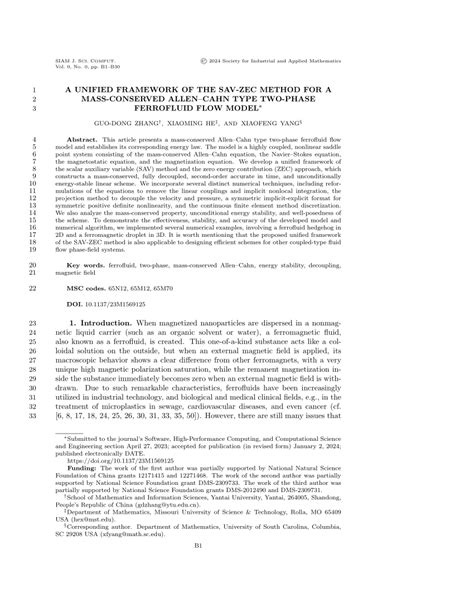 Pdf A Unified Framework Of The Sav Zec Method For A Mass Conserved Allen Cahn Type Two Phase