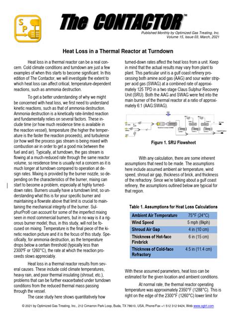 Contactor Vol 15 No 03 Thermal Reactor Heat Loss Pdf
