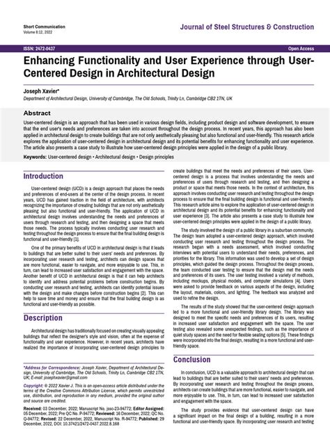 Enhancing Functionality And User Experience Through Usercentered Design In Architectural Design