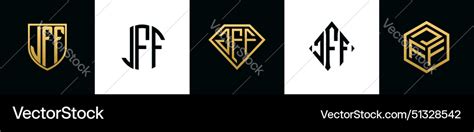 Initial Letters Jff Logo Designs Bundle Royalty Free Vector