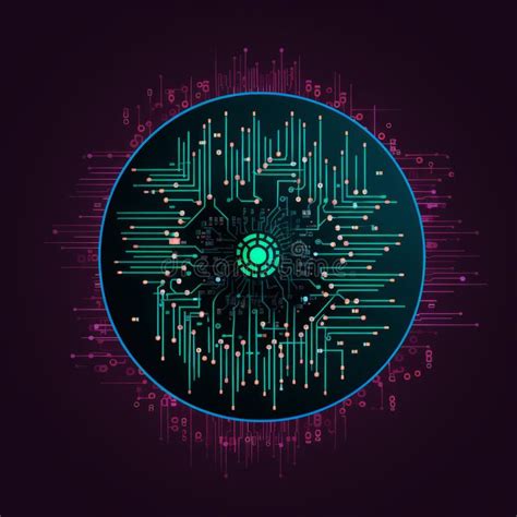 An Image Of A Circuit Board With A Circle In The Center Stock