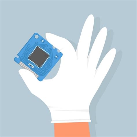 Premium Vector Blue Electronic Microcircuit In Hand The Microprocessor And Computer Chip Icon