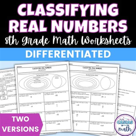 Classifying Real Numbers Differentiated Worksheets By Mrscasiasmath