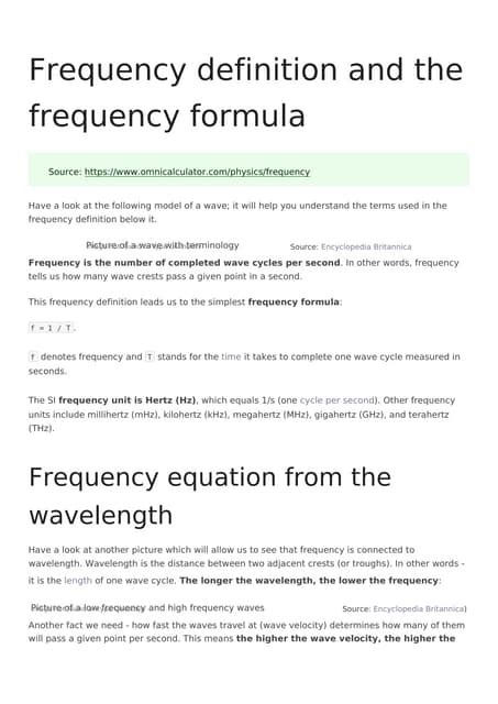 Frequency Definition And The Frequency Formula Pdf
