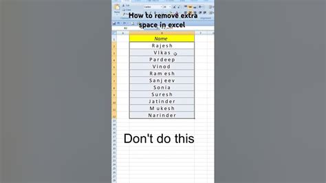 How To Remove Extra Space In Excel 🤔excel Exceltips Trending Shorts Youtube