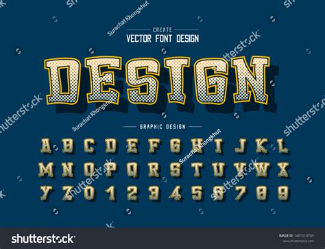 Halftone Cartoon Font Alphabet Vector Digital Vector De Stock Libre De Regalías 1481519705