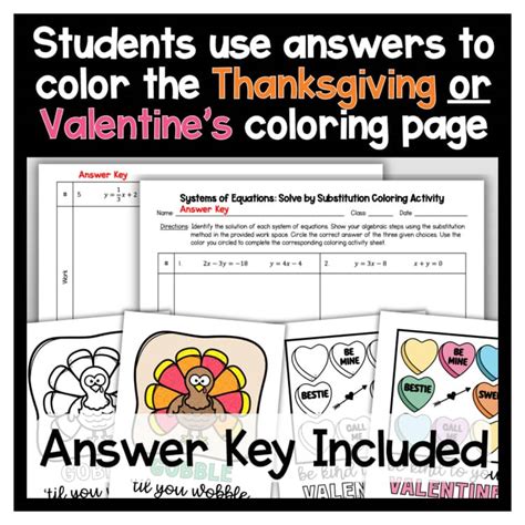 Solving Systems Of Equations By Substitution Worksheet And Fall Coloring Activity