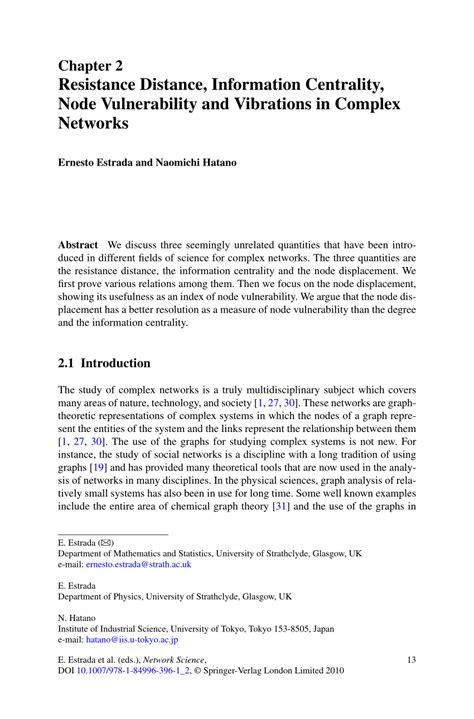 Pdf Resistance Distance Information Centrality Node Vulnerability