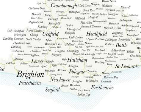 East Sussex Map Print Typographic Minimal County Art Framed Options Etsy Uk