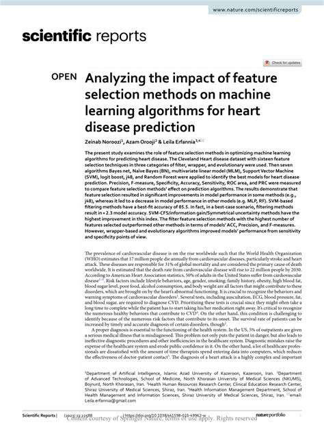 Pdf Analyzing The Impact Of Feature Selection Methods On Machine