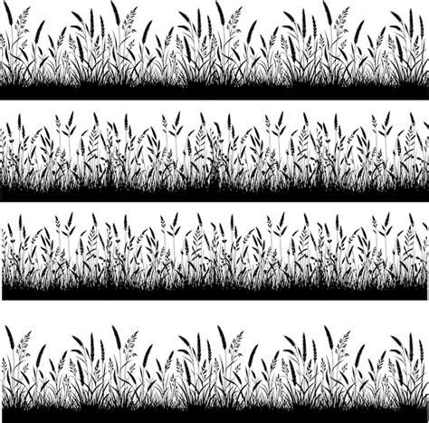 Premium Vector Black Grass Border Silhouettes Collection Bundle