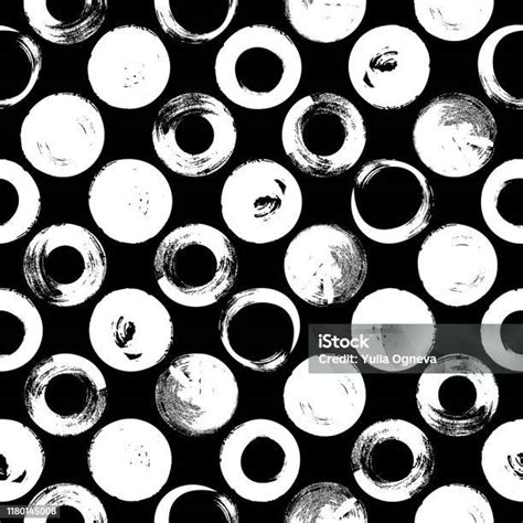 점과 원활한 현대적인 패턴 검은 색 배경에 고립 된 흰색 손으로 그린 원 추상 흑백 그림입니다 0명에 대한 스톡 벡터 아트 및 기타 이미지 Istock