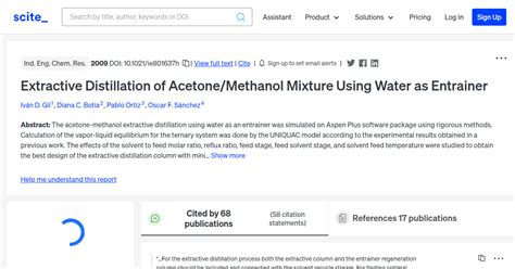 Extractive Distillation Of Acetonemethanol Mixture Using Water As