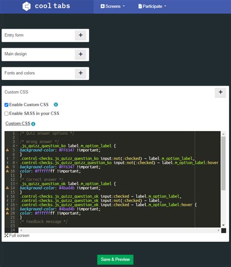How To Change The Feedback Message And Quiz Answer Colors With CSS Cool Tabs HelpDesk
