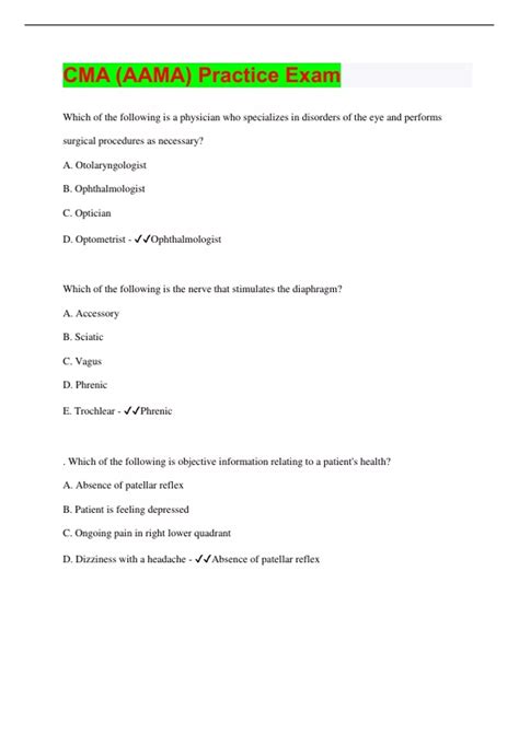 Cma Aama Practice Exam Questions With 100 Correct Answers Latest Update 2024 Verified