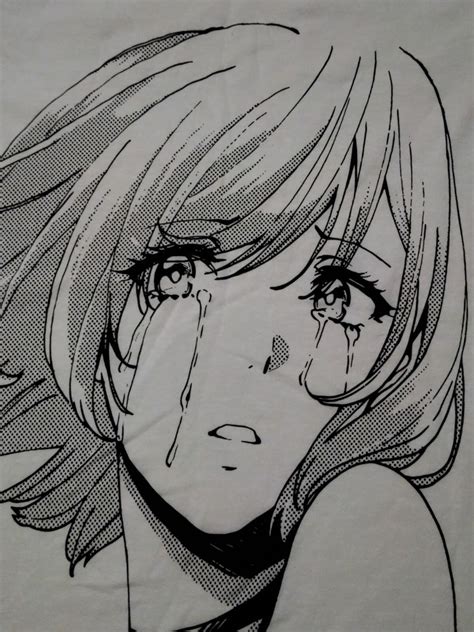Animebae Sad Crying Girl White T Shirt Size Small Anime Shirt