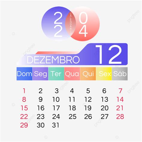 2024 포르투갈어 컬러 12월 달력 2024년 포르투갈 인 일력 Png 일러스트 및 벡터 에 대한 무료 다운로드 Pngtree