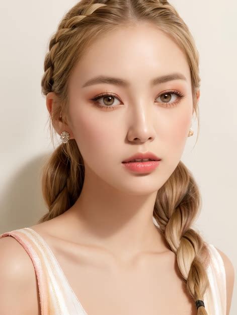 Premium Ai Image Portrait Of Beautiful Japanese Women With Light Sand